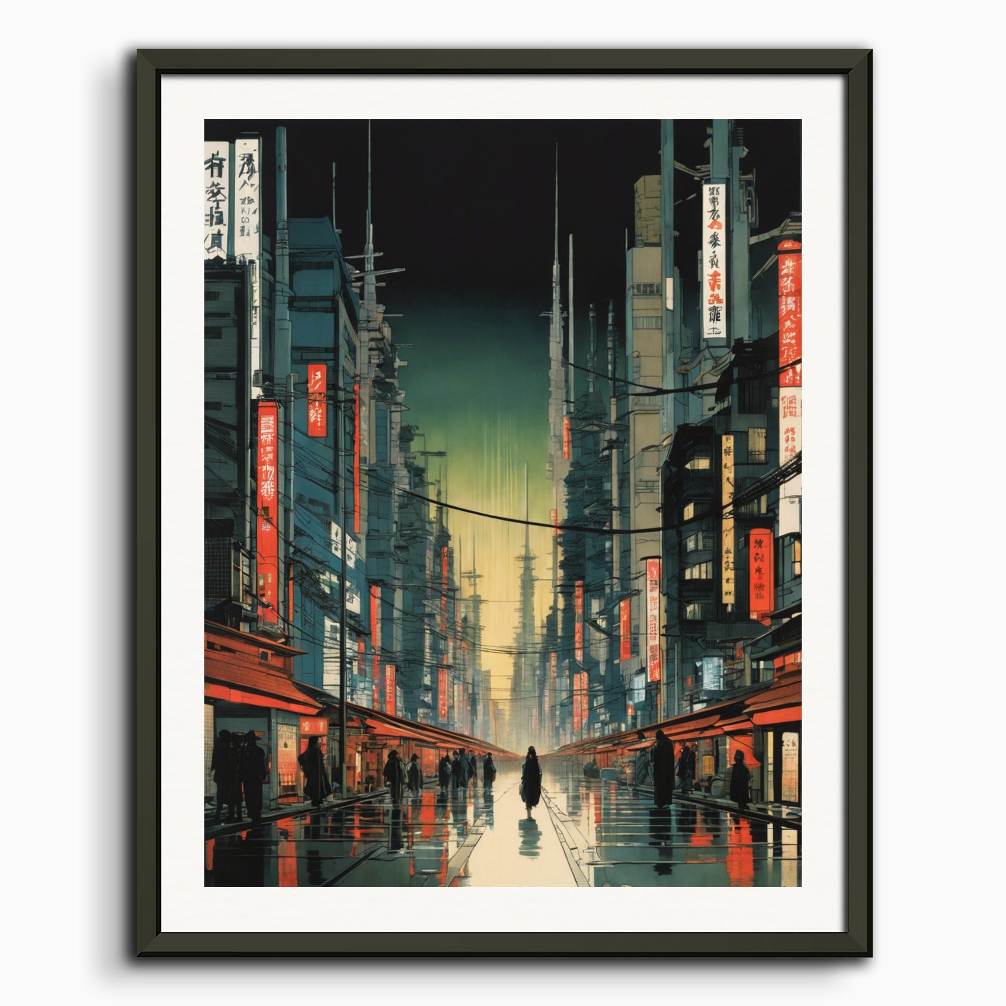 Hiroshige Hypertech, Futuristic City Street – Poster | Wall Art Print for Your Kiwi Home ...