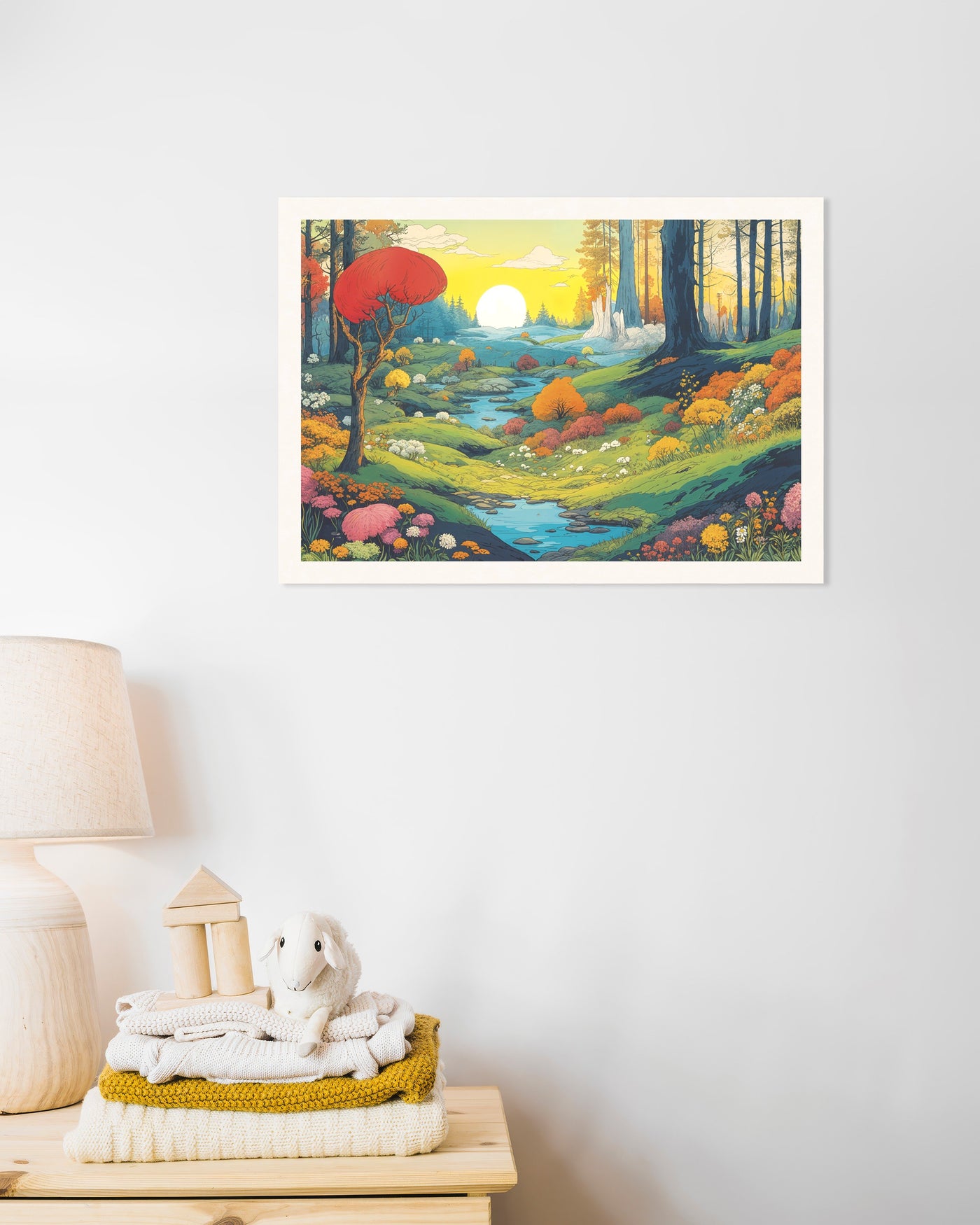 Bright Moomin-themed valley art print | Posterscape.nz