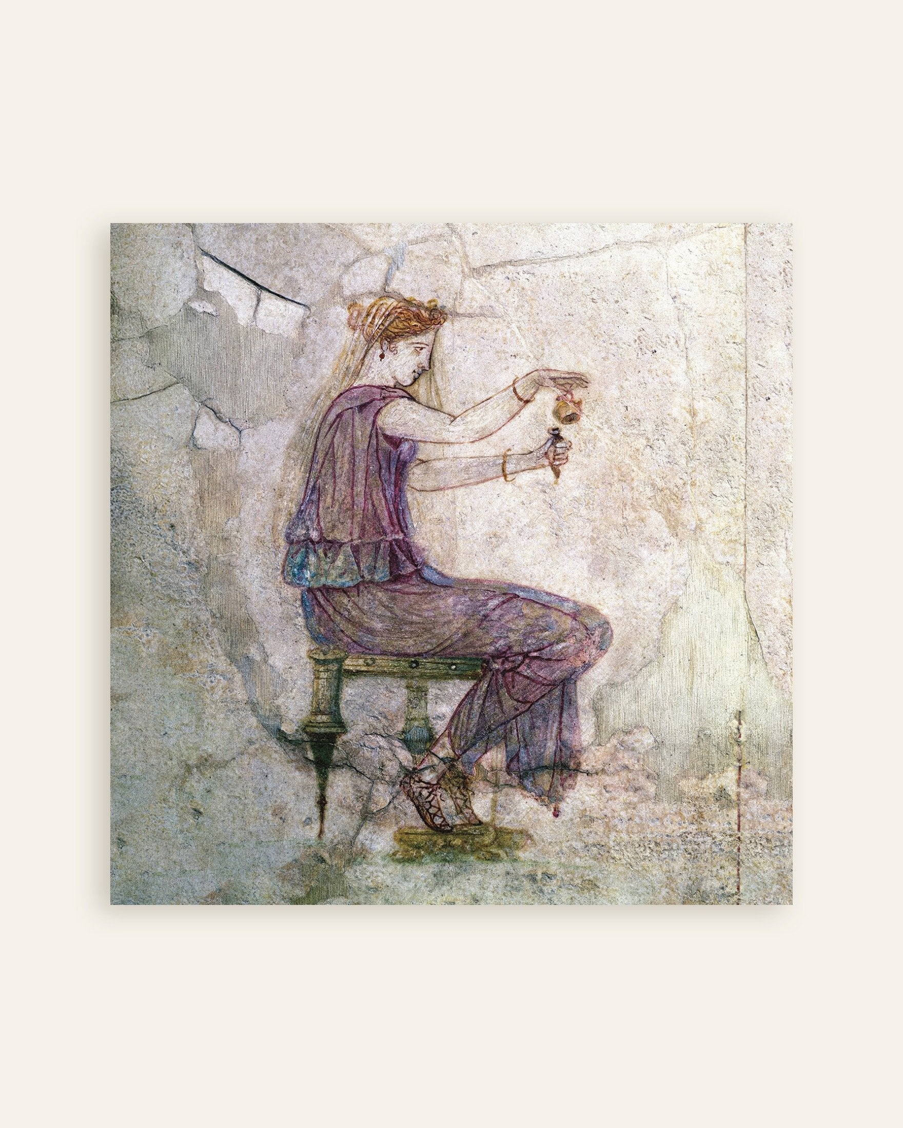 Woman pouring perfume fresco art print | Posterscape.nz